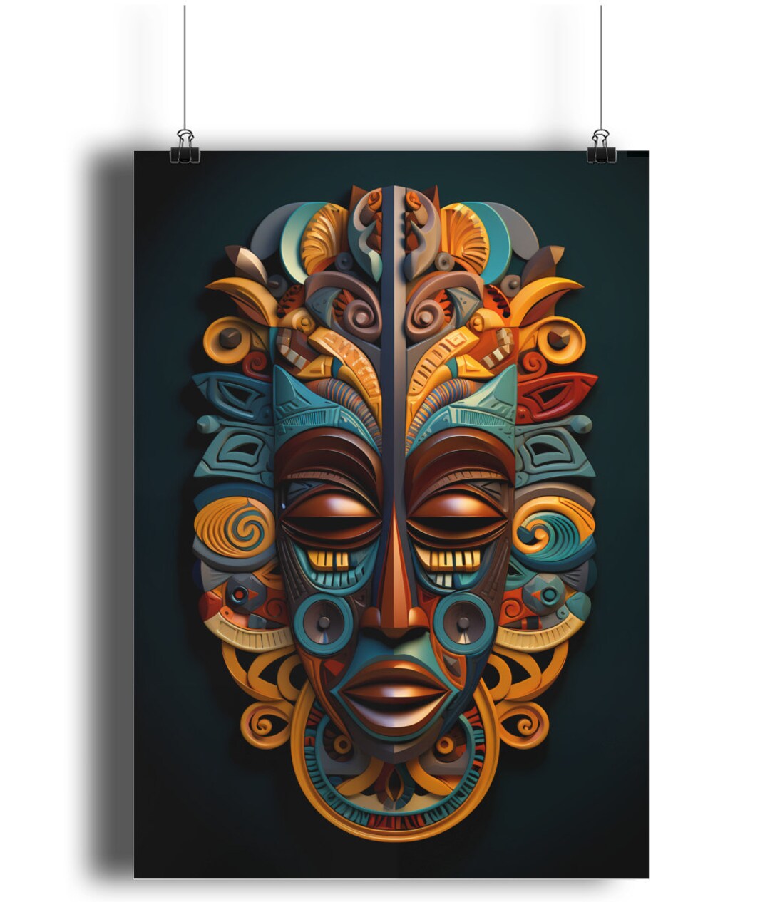 African Ceremonial Face Mask Poster, Afrocentric Art, African Tribal ...