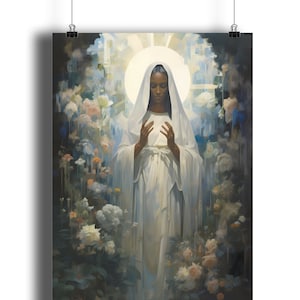 African American Virgin Mary Poster, Black Virgin Mary Wall Art, Black ...