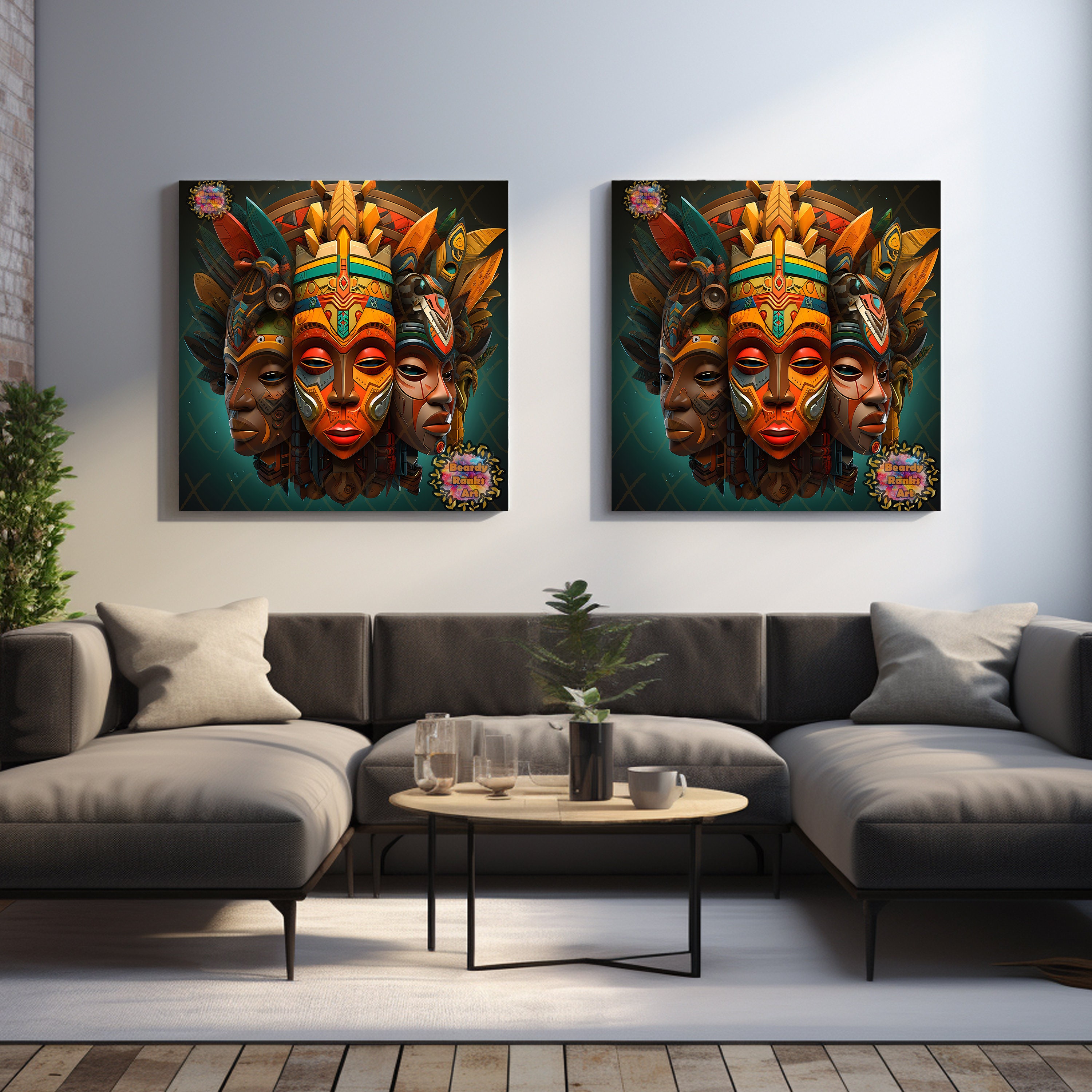 Digital African Mask Artwork, Afrocentric Art, African Tribal Face Mask ...
