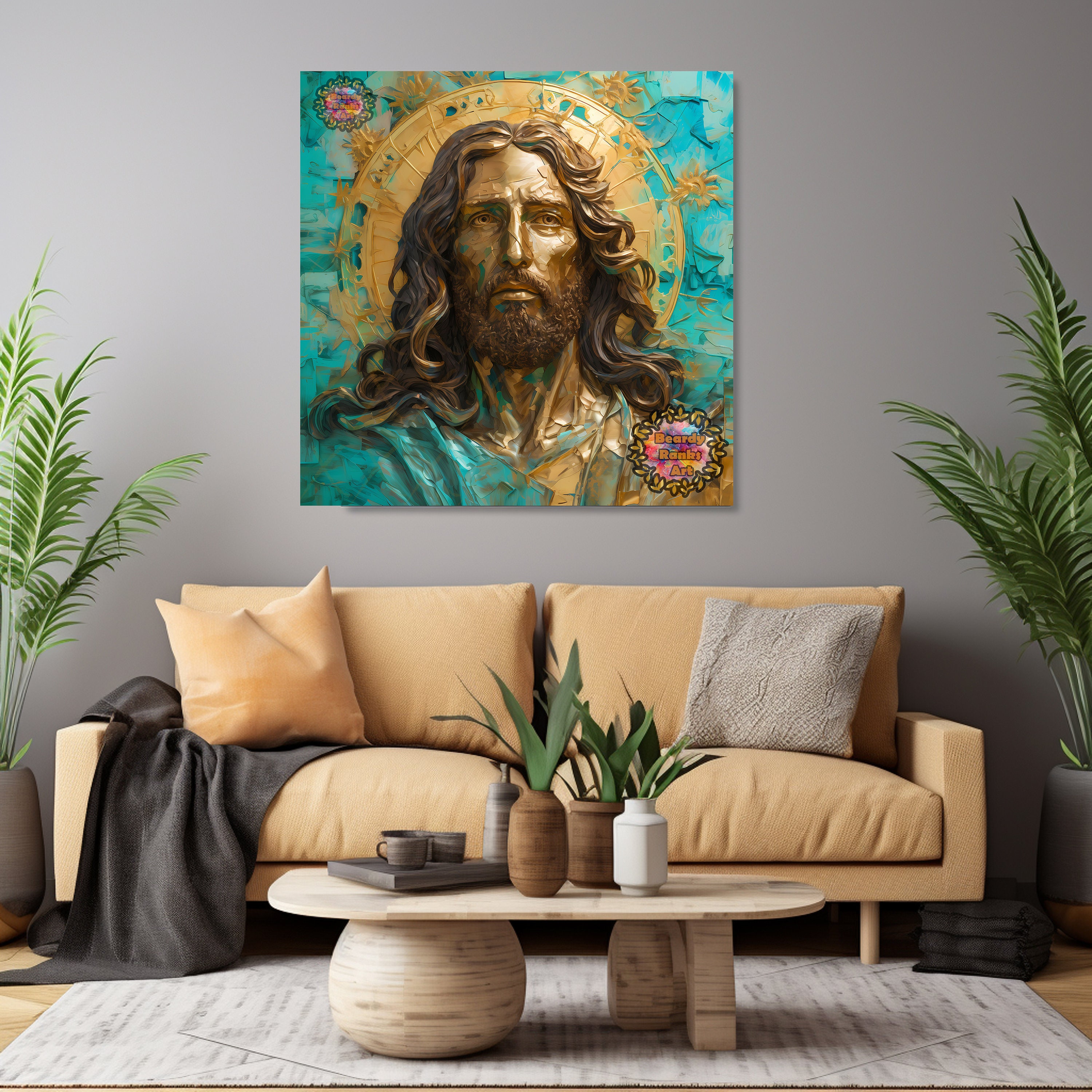 Jesus Christ Square Canvas Wall Art, Christian Wall Art, Jesus Wall ...