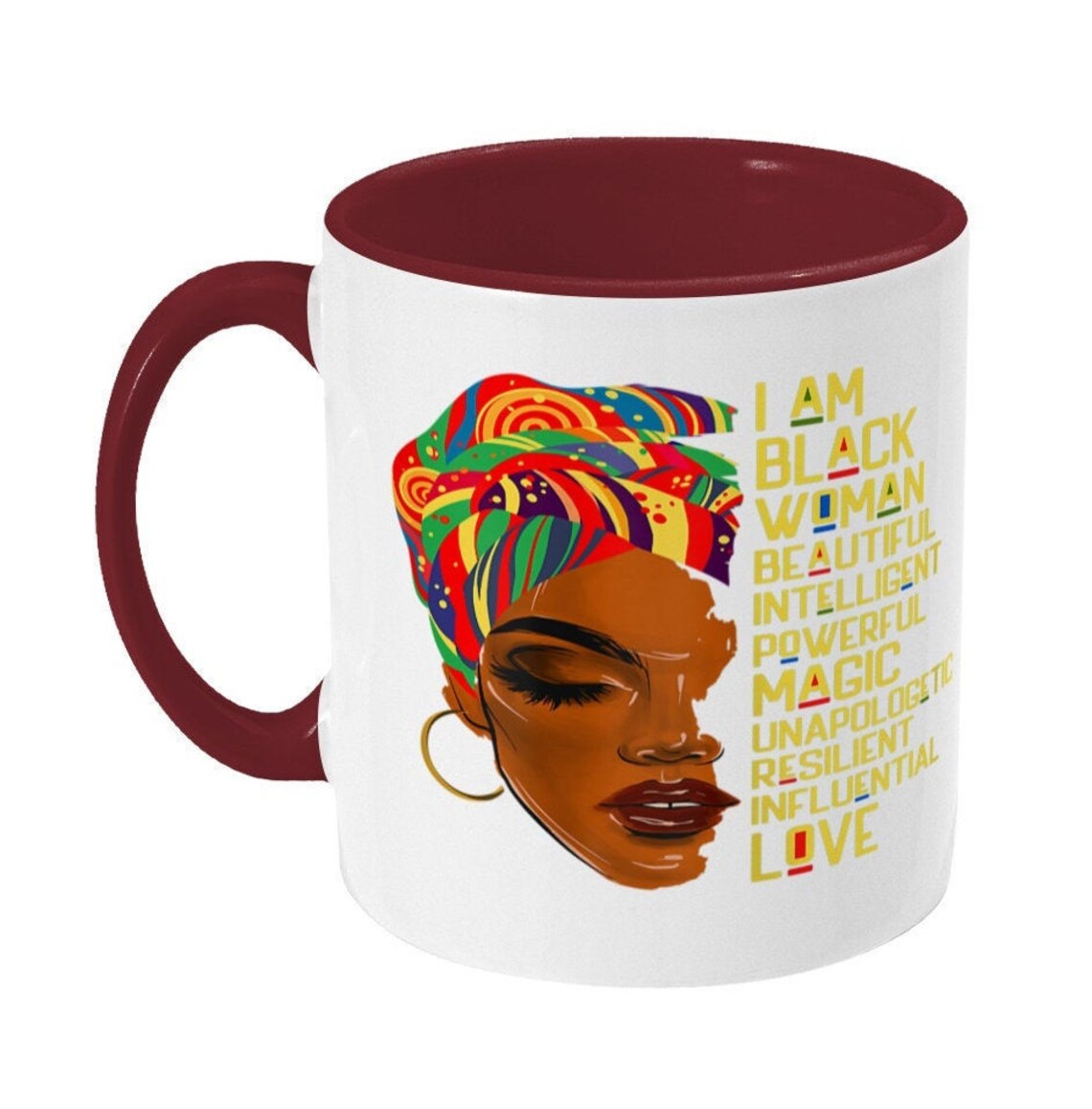 Unapologetic Affirmation Black Woman Mug, Black Pride Mug African Print ...