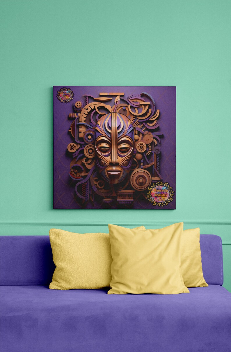 Digital African Mask Artwork, Afrocentric Art, African Tribal Face Mask ...