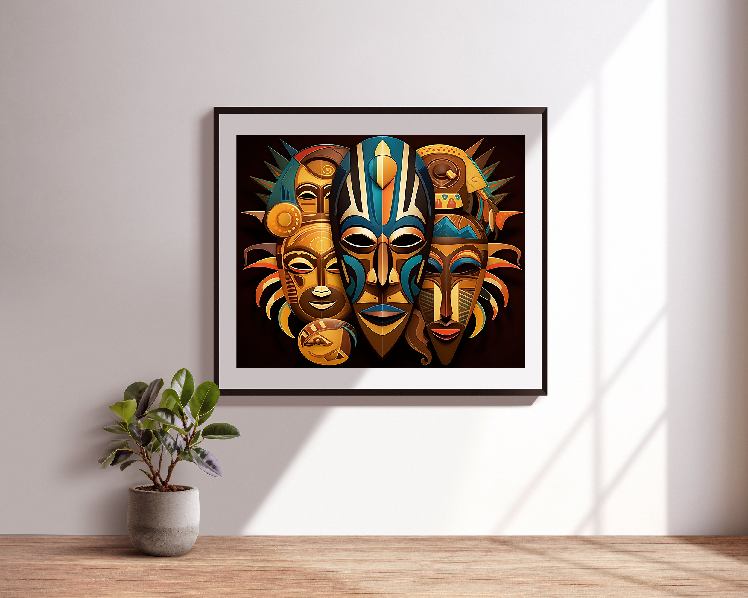 Digital African Mask Artwork, Afrocentric Art, African Tribal Face Mask ...