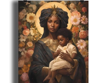 African American Virgin Mary, Black Virgin Mary Wall Art, Black Mother ...