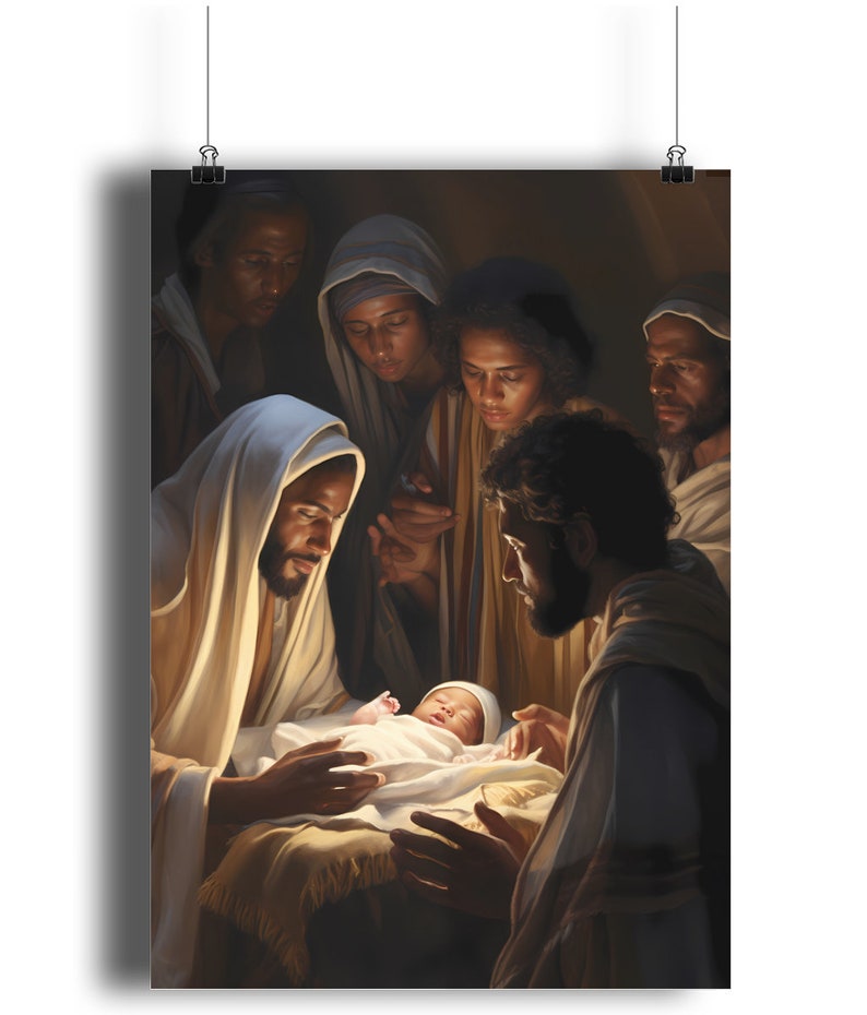 Nativity of a Black Jesus Christ, Jesus Christ Wall Art, Christian Wall ...