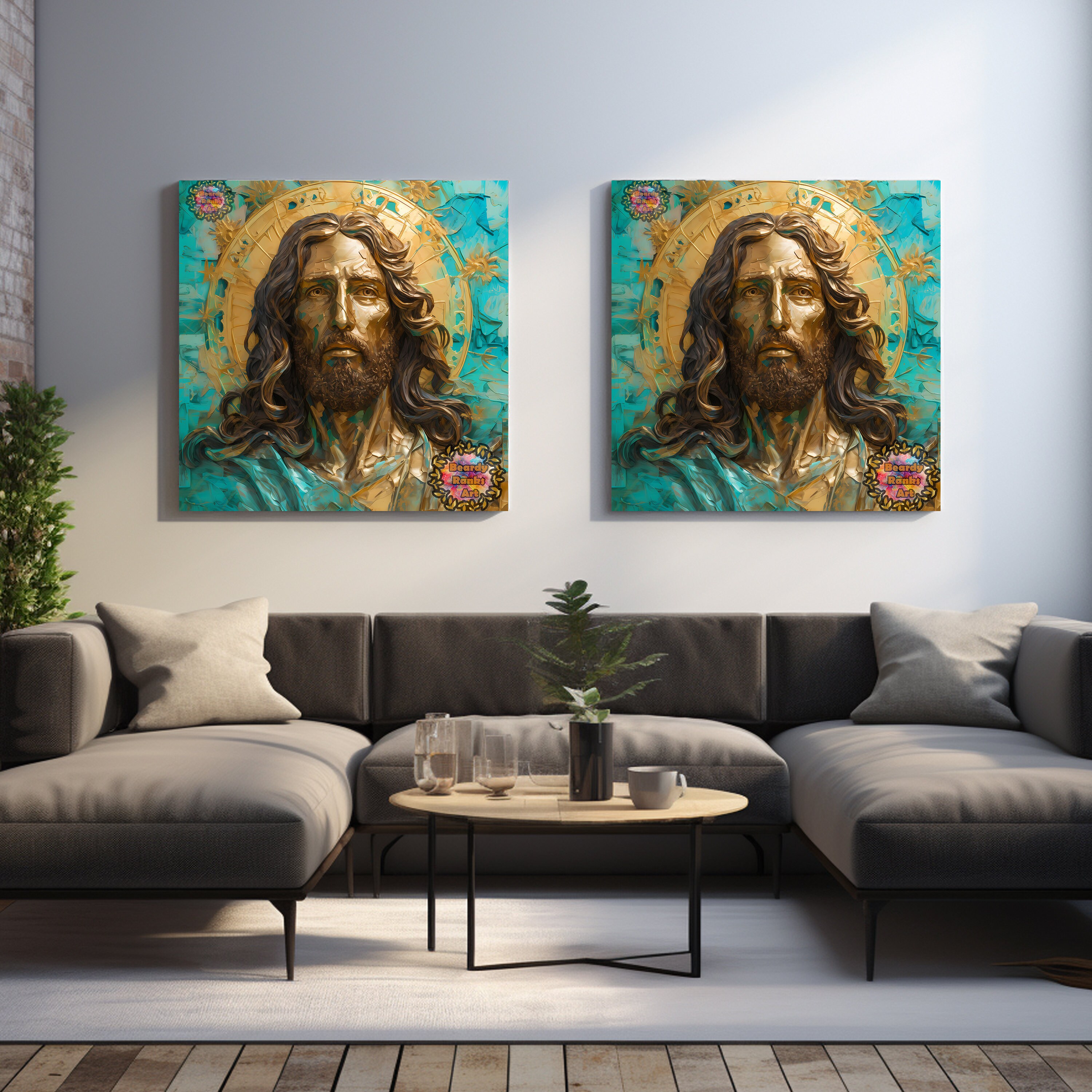 Jesus Christ Square Canvas Wall Art, Christian Wall Art, Jesus Wall ...