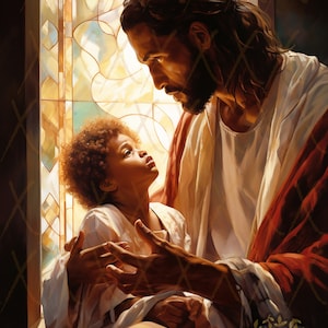 Black Jesus and Child, Jesus Christ Wall Art, Christian Wall Art, Black ...