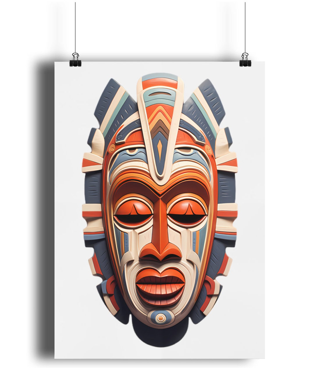 African Ceremonial Face Mask Poster, Afrocentric Art, African Tribal ...