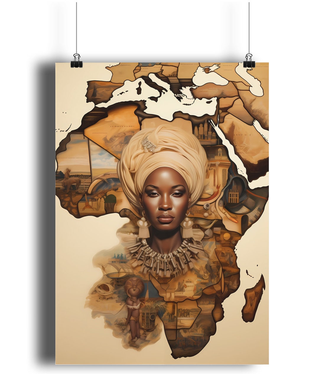 Mama Africa Wall Art, African Woman Poster, Map of Africa Poster ...