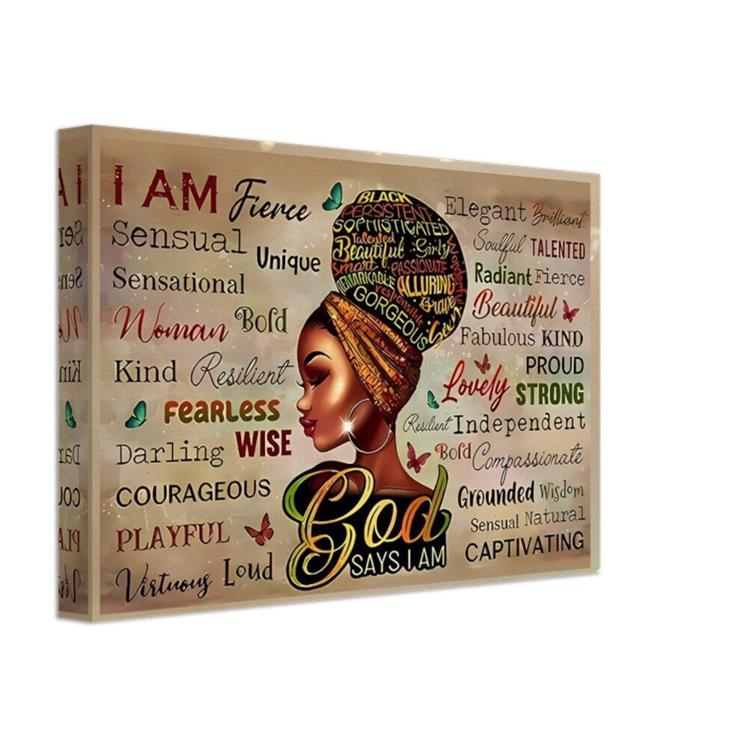 Black Woman Positive Affirmation Wall Art, Positive African American ...