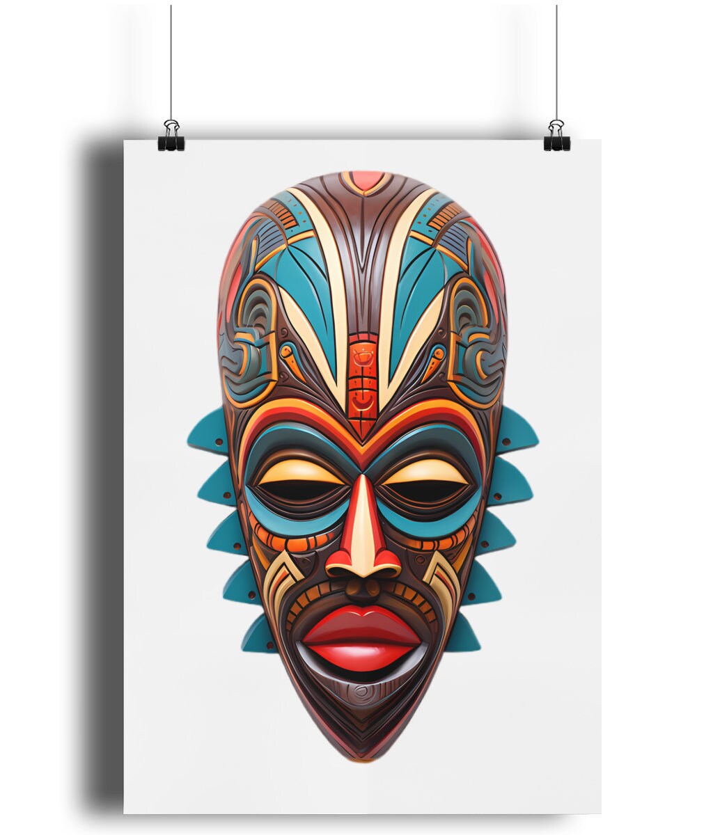 African Ceremonial Face Mask Poster, Afrocentric Art, African Tribal ...