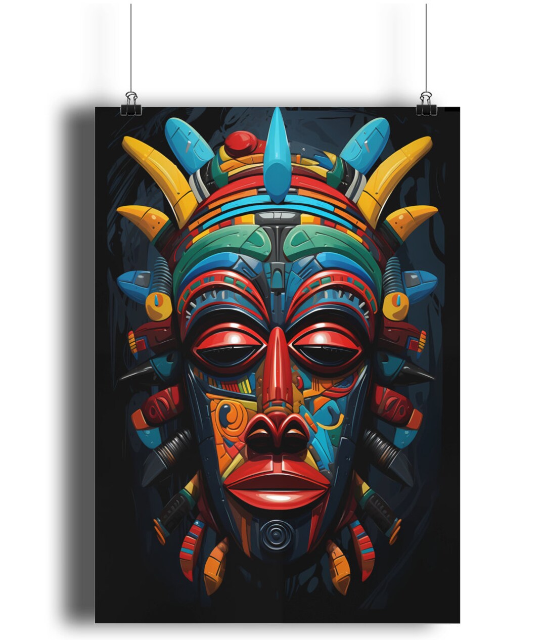African Ceremonial Face Mask Poster, Afrocentric Art, African Tribal ...