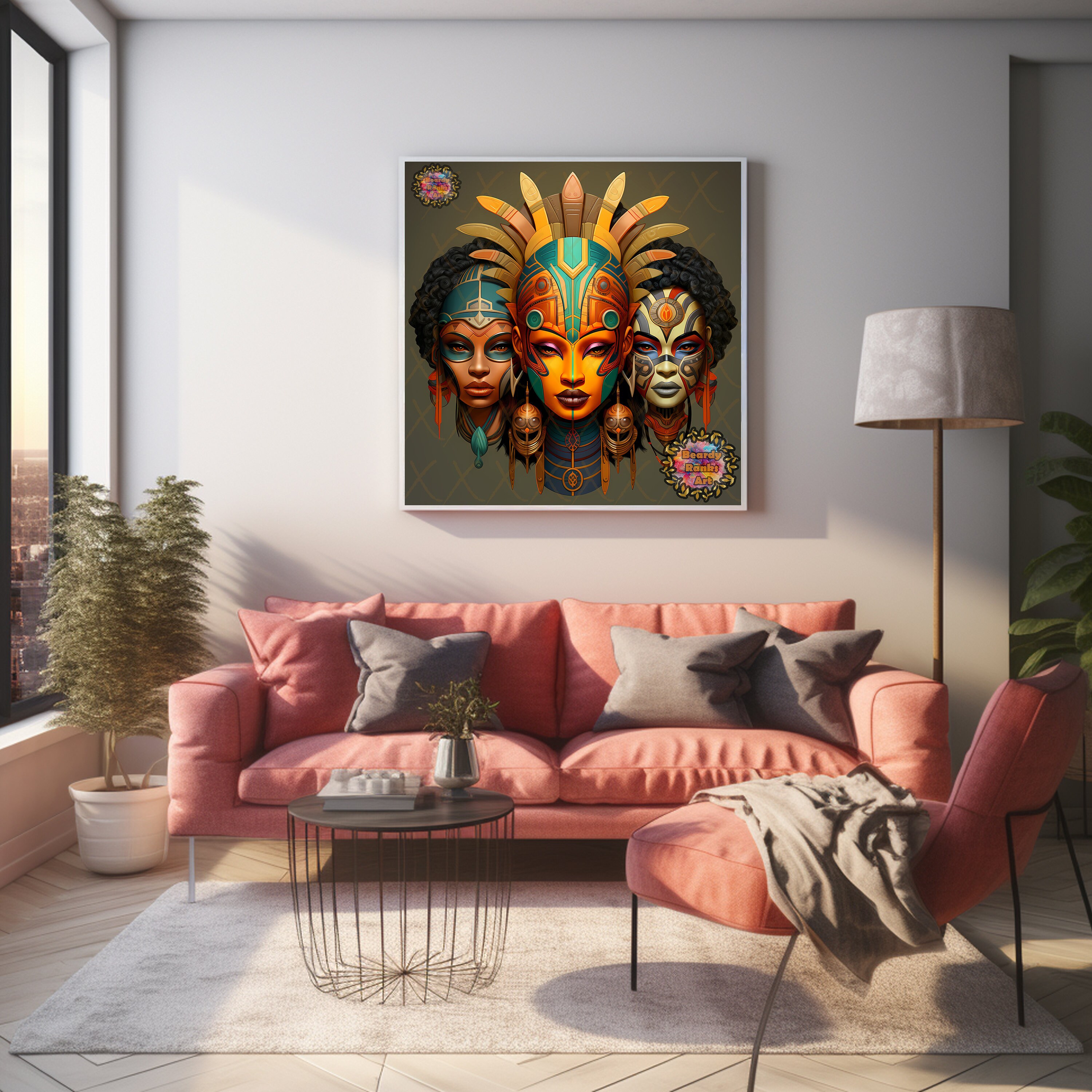 Digital African Mask Artwork, Afrocentric Art, African Tribal Face Mask ...