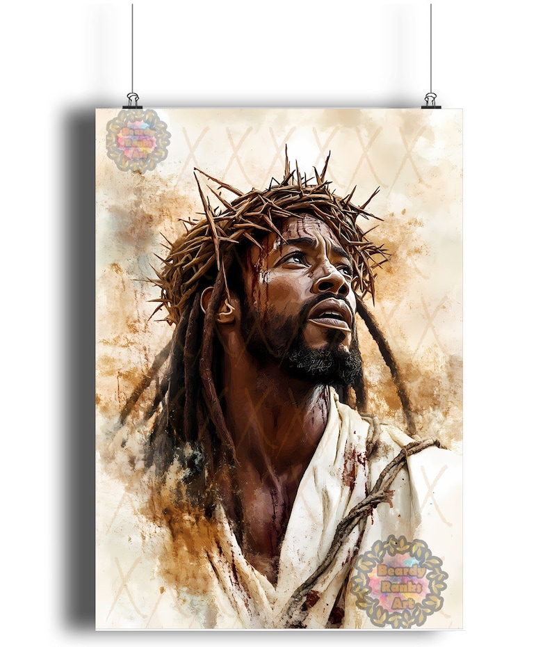 Powerful Black Jesus Poster, African American Christian Jesus Poster ...
