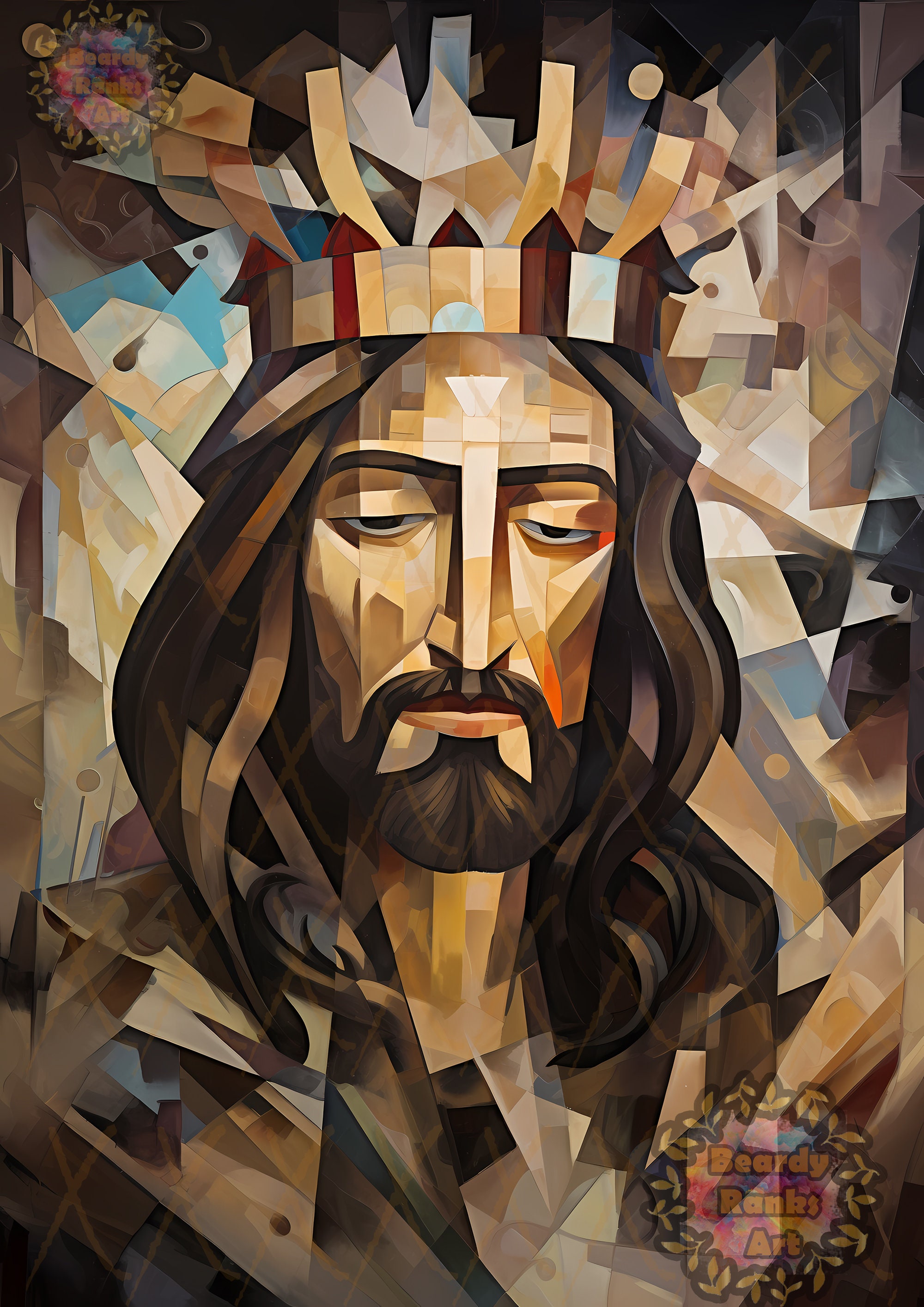 Abstract Jesus Christ Poster, Jesus Christ Wall Art, Christian Wall Art ...