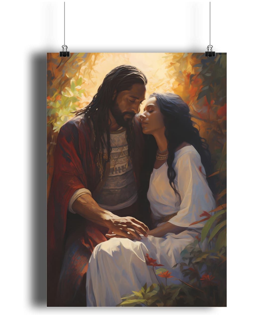 Black Jesus and Mary Magdalene, Jesus Christ Wall Art, Christian Wall Art, Black Jesus Christ ...