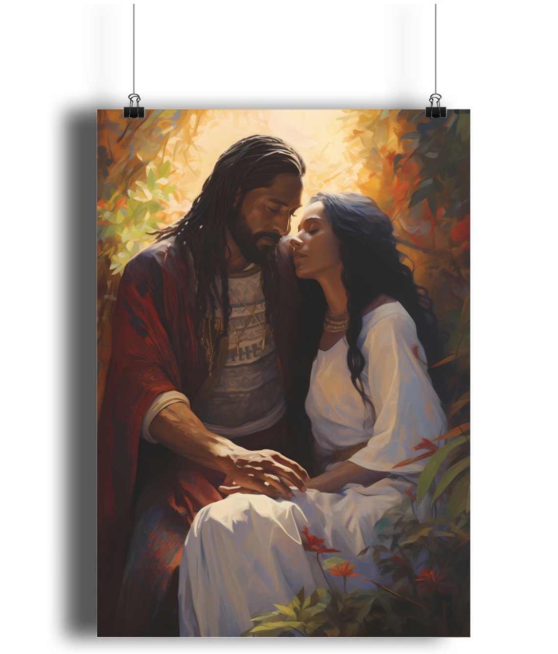 Black Jesus and Mary Magdalene, Jesus Christ Wall Art, Christian Wall ...