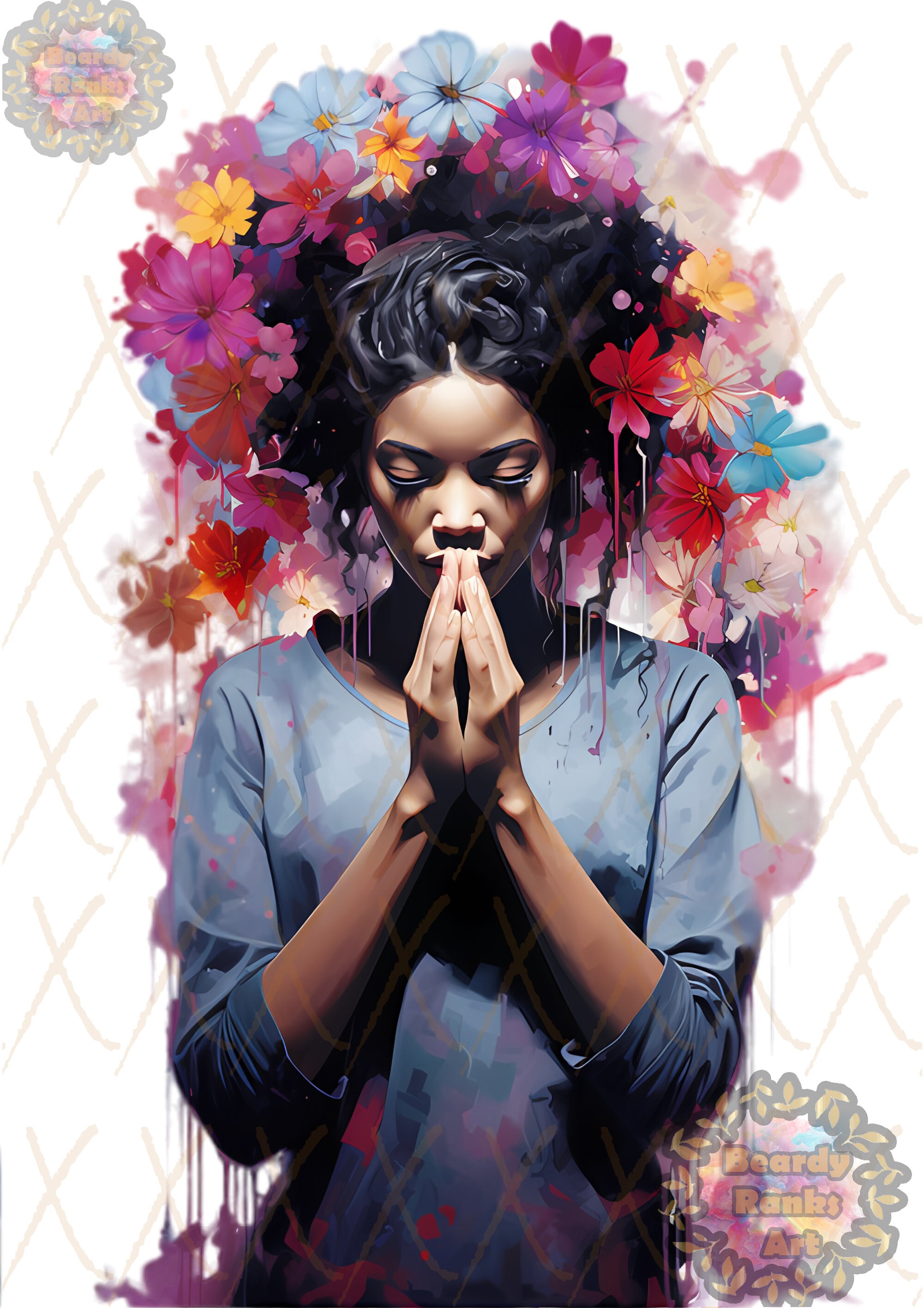 4 Melanin Praying Black Queen Woman, Black Woman Praying Clip Art Religious Pngs JPEG ...