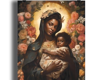 African American Virgin Mary, Black Virgin Mary Wall Art, Black Mother ...