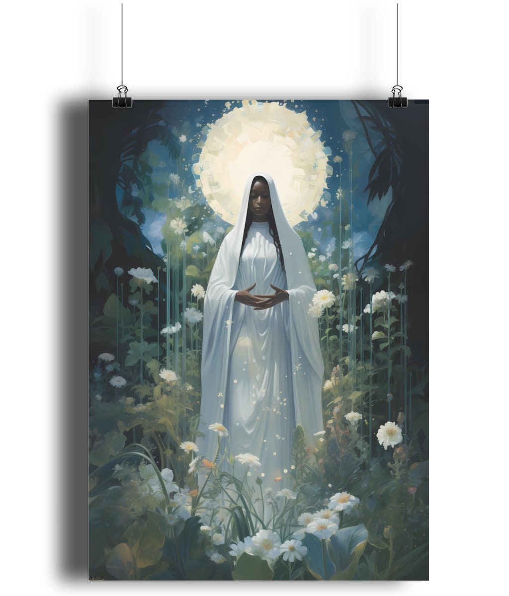 African American Virgin Mary Poster, Black Virgin Mary Wall Art, Black ...