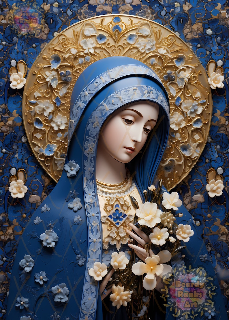 Virgin Mary Poster, Mother of Christ Poster, Virgin Mary Wall Art ...