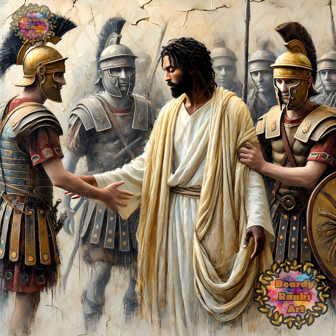 Jesus Arrested Poster, Inspirational Christian Wall Art, Religious ...