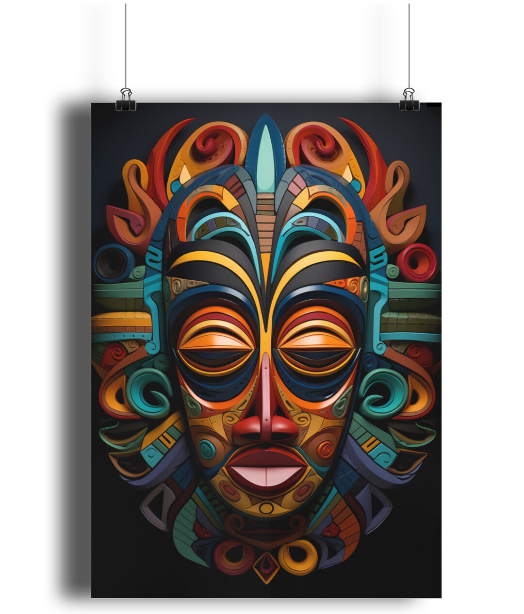 African Ceremonial Face Mask Poster, Afrocentric Art, African Tribal ...