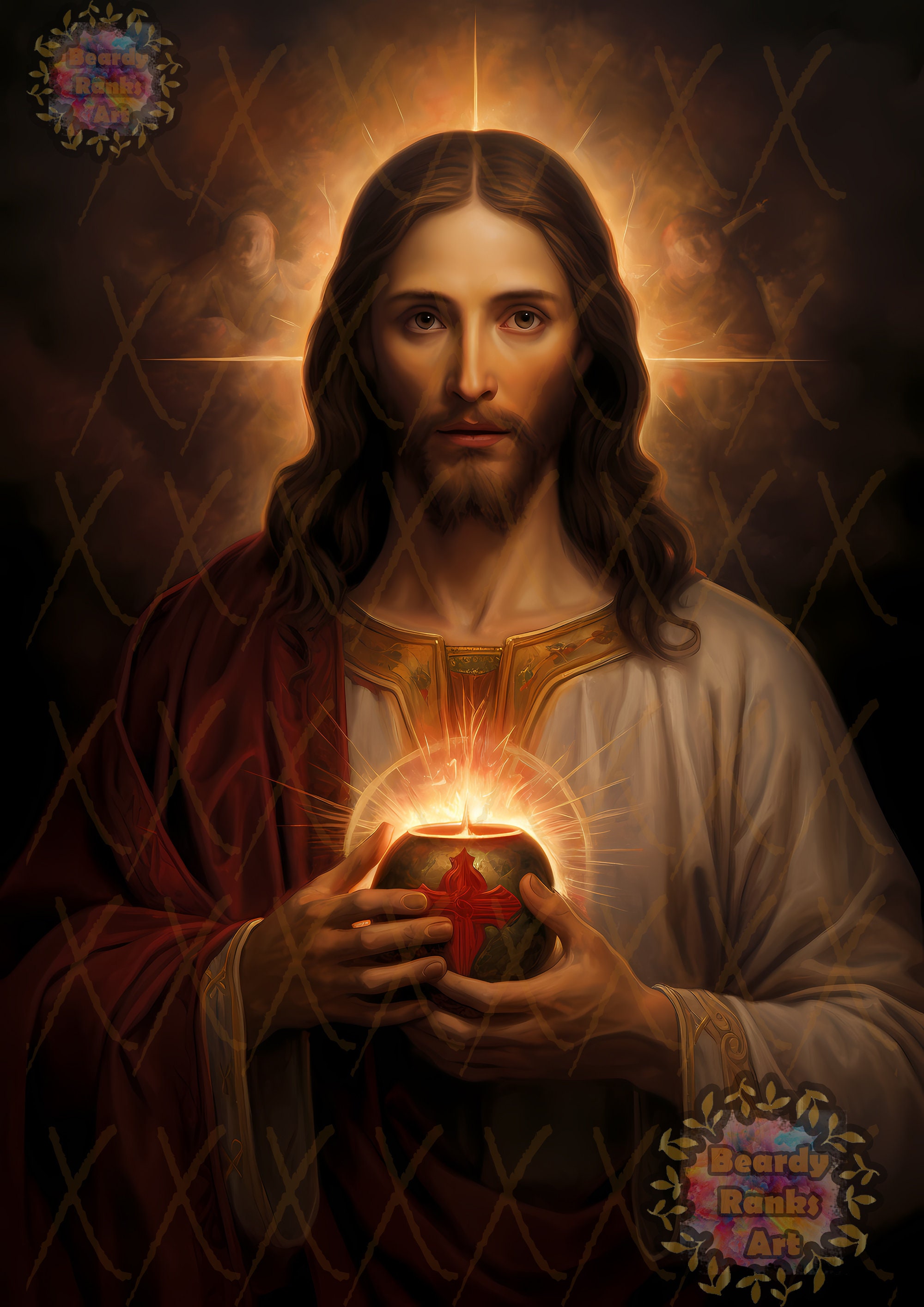 Jesus Christ Sacre Heart Poster, Jesus Christ Wall Art, Christian Wall ...