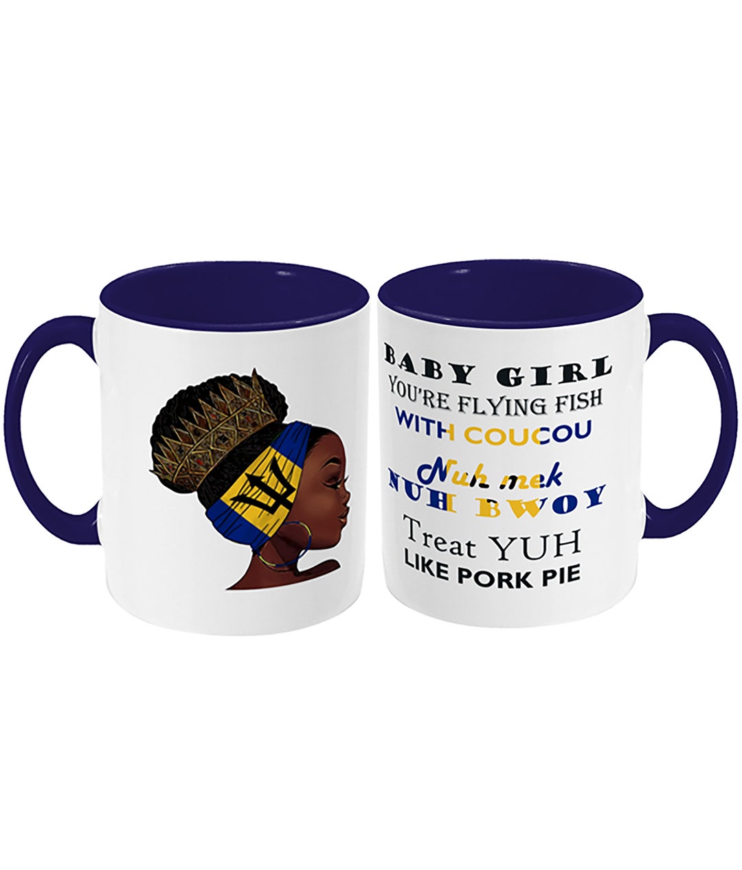 Two Toned Coucou Barbados Mug, Black Women Gifts, Barbados Mug, Black ...