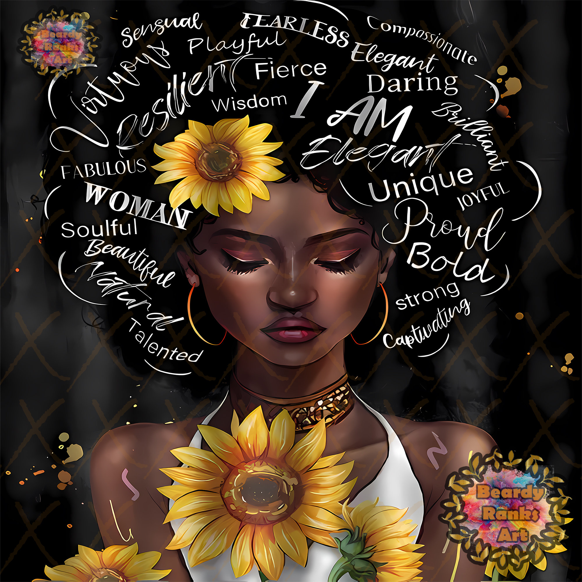 Black Woman Positive Affirmation Wall Art, Positive African American ...