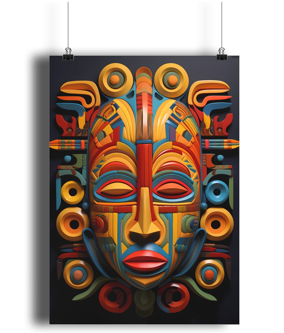 African Ceremonial Face Mask Poster, Afrocentric Art, African Tribal ...