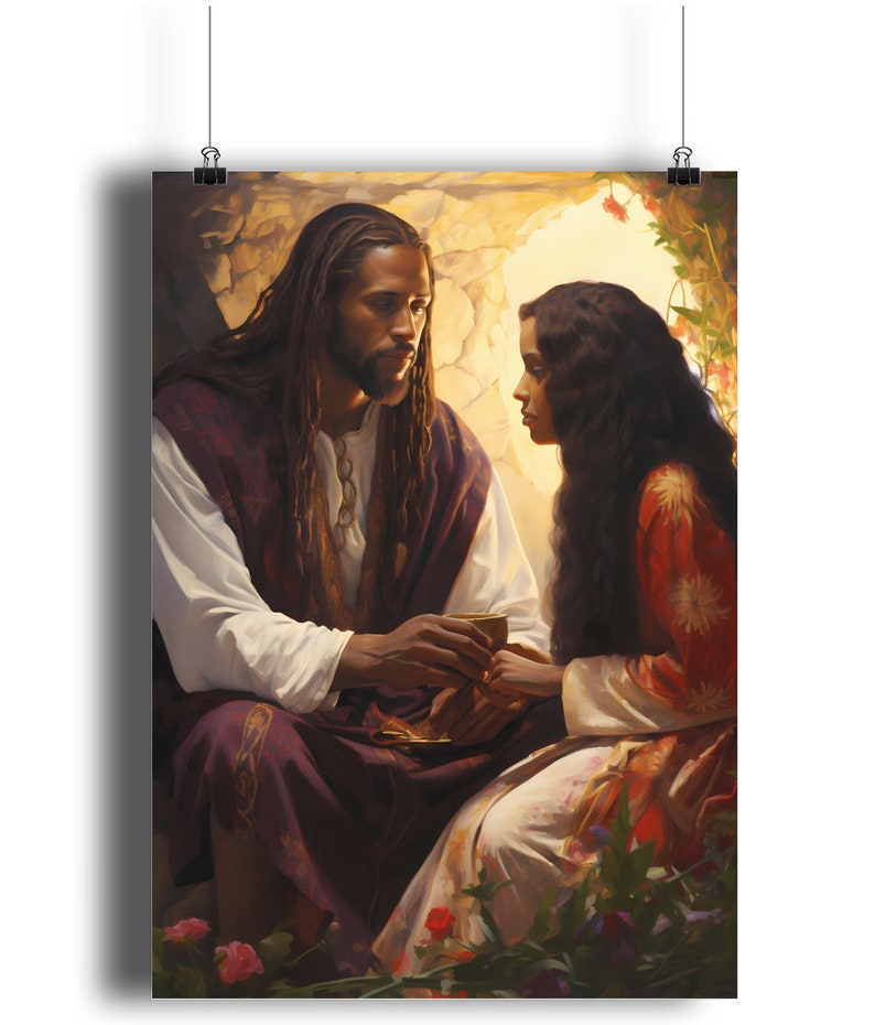 Black Jesus and Mary Magdalene, Jesus Christ Wall Art, Christian Wall Art, Black Jesus Christ ...
