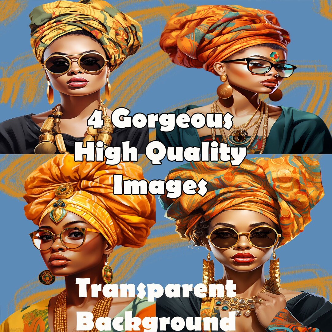 4 Beautiful Melanin Black Women, African American Woman Clip Art ...
