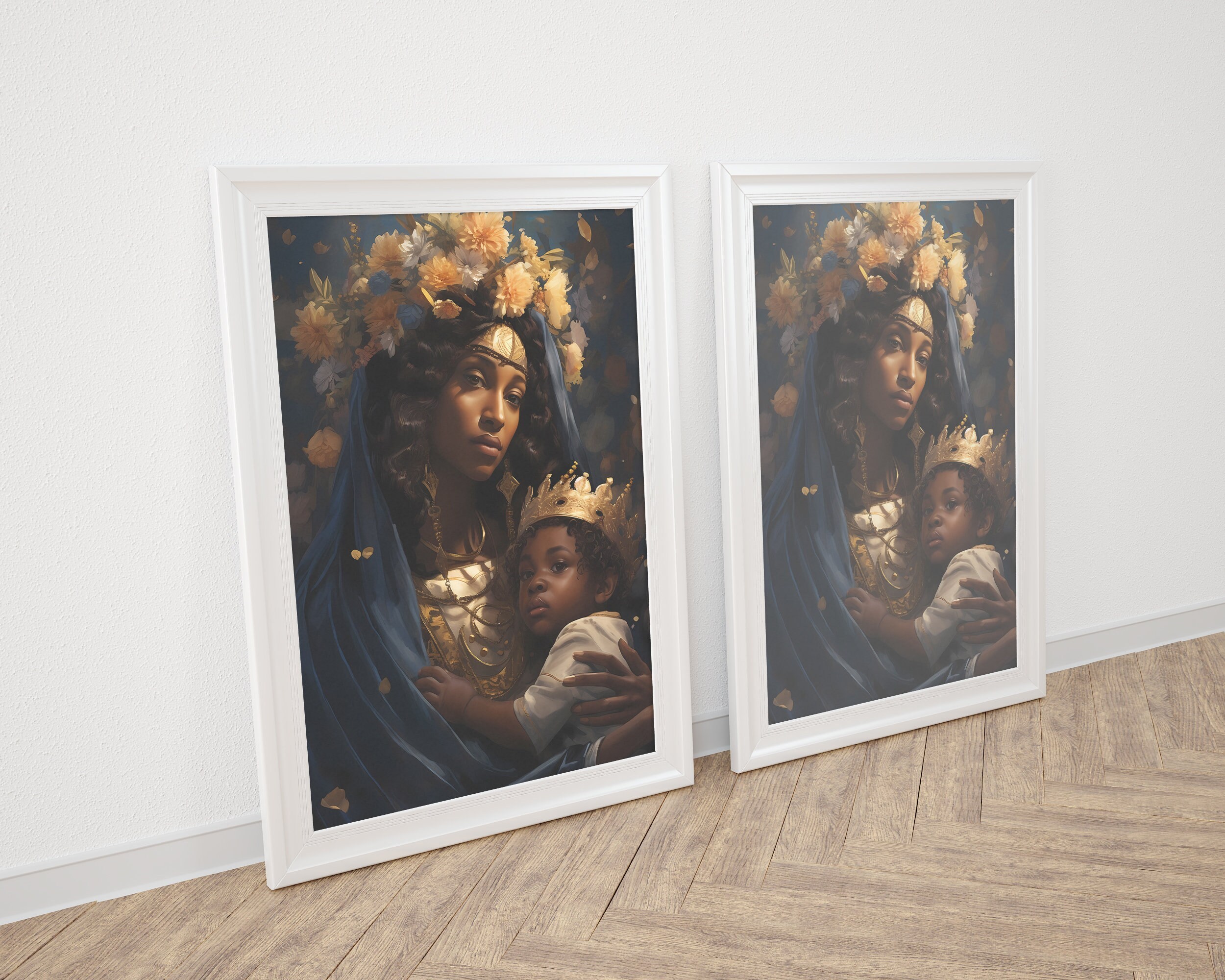 African American Virgin Mary Poster, Black Virgin Mary Wall Art, Black ...