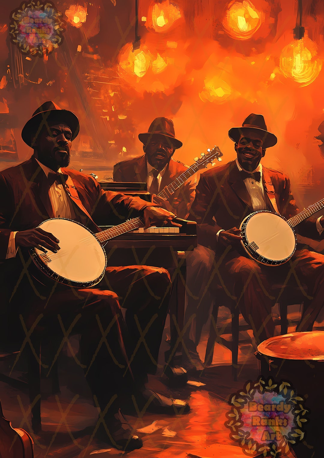 African American Jazz Musicians Poster, Vintage Jazz Band Wall Poster ...