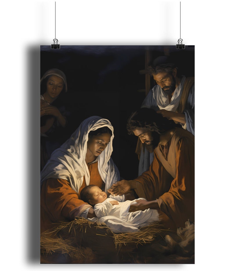 Nativity of a Black Jesus Christ, Jesus Christ Wall Art, Christian Wall ...