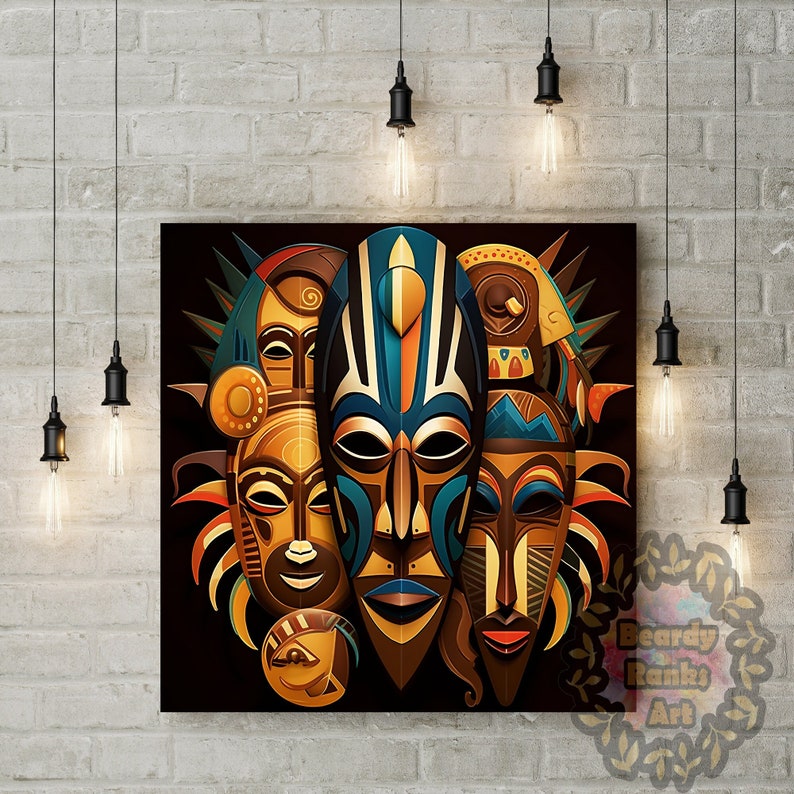 Digital African Mask Artwork, Afrocentric Art, African Tribal Face Mask ...