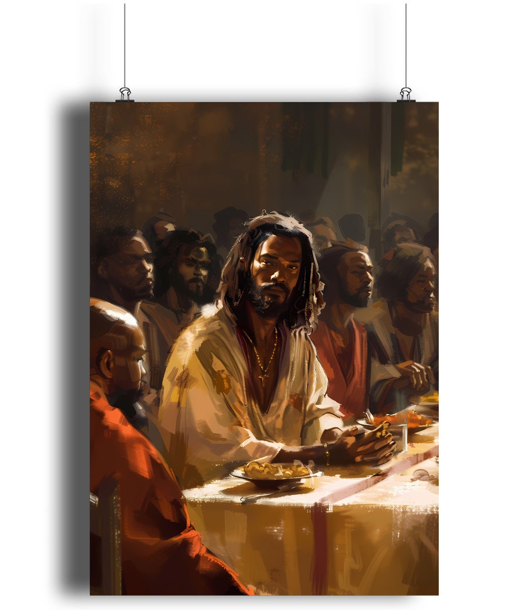 Black Jesus Last Supper Poster, Black Jesus Wall Art, Christian Wall ...