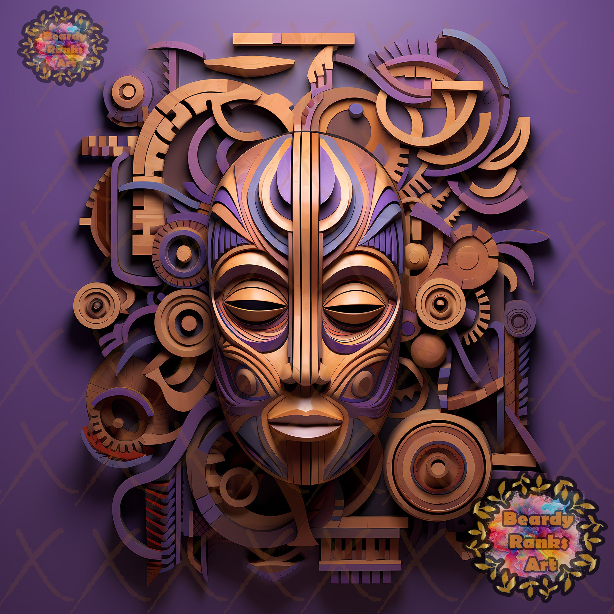 Digital African Mask Artwork, Afrocentric Art, African Tribal Face Mask ...
