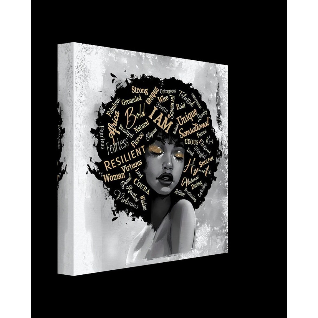 Black Woman Positive Affirmation Wall Art, Positive African American ...