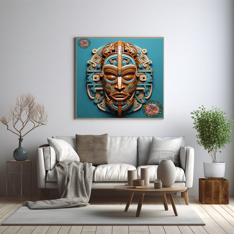 Digital African Mask Artwork, Afrocentric Art, African Tribal Face Mask ...