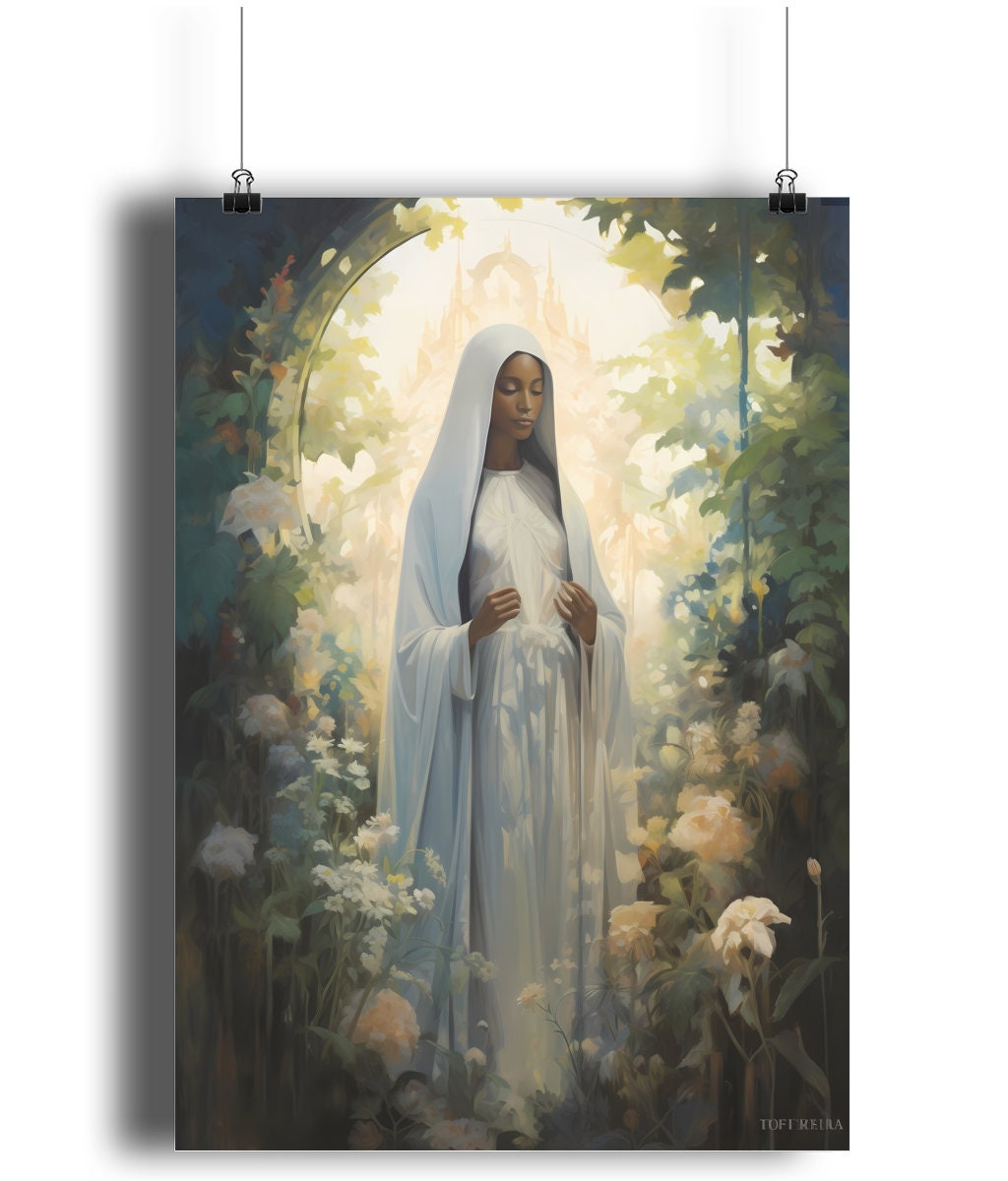 African American Virgin Mary Poster, Black Virgin Mary Wall Art, Black ...