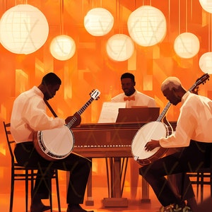 African American Jazz Musicians Poster, Vintage Jazz Band Wall Poster ...