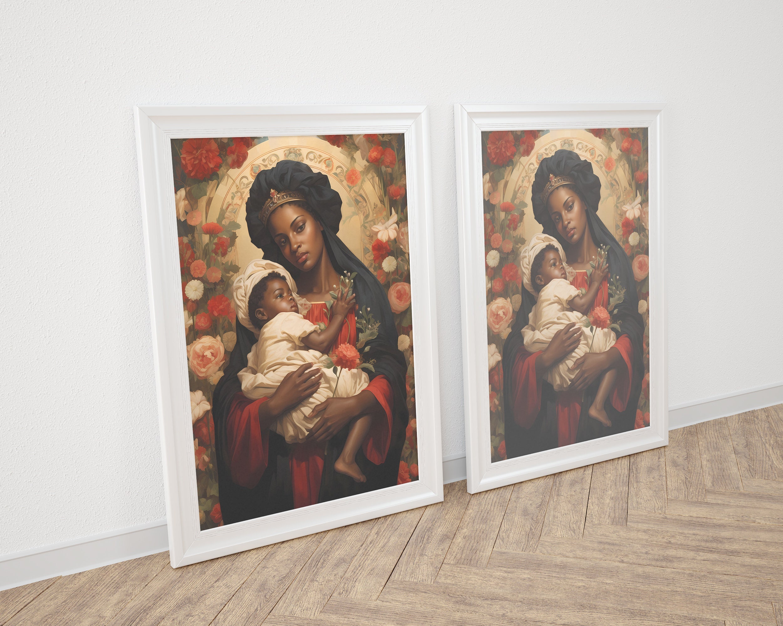 African American Virgin Mary Poster, Black Virgin Mary Wall Art, Black ...