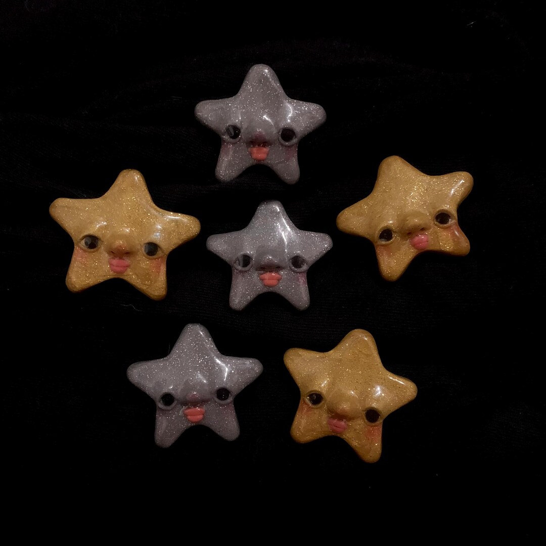 Polymer Clay Sparkly Star Face Badges - Etsy