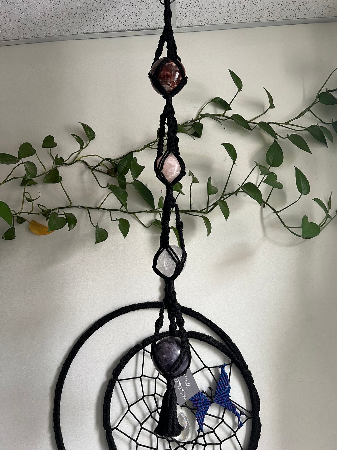 Black Four 3 75mm Macrame Crystal Sphere Hanger Quadruple - Etsy