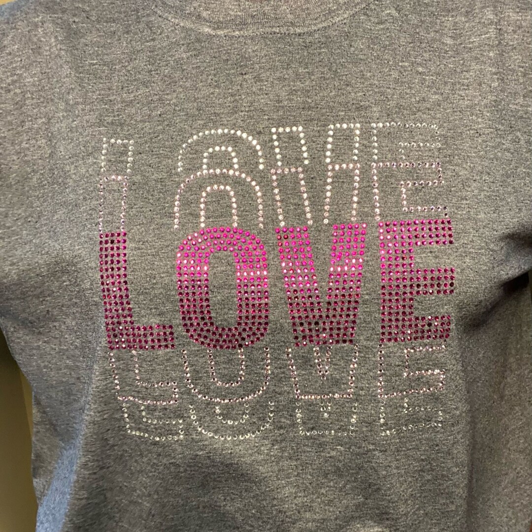 LOVE Rhinestone Shirt Valentine's Day Shirt Love Everyone Shirt ...