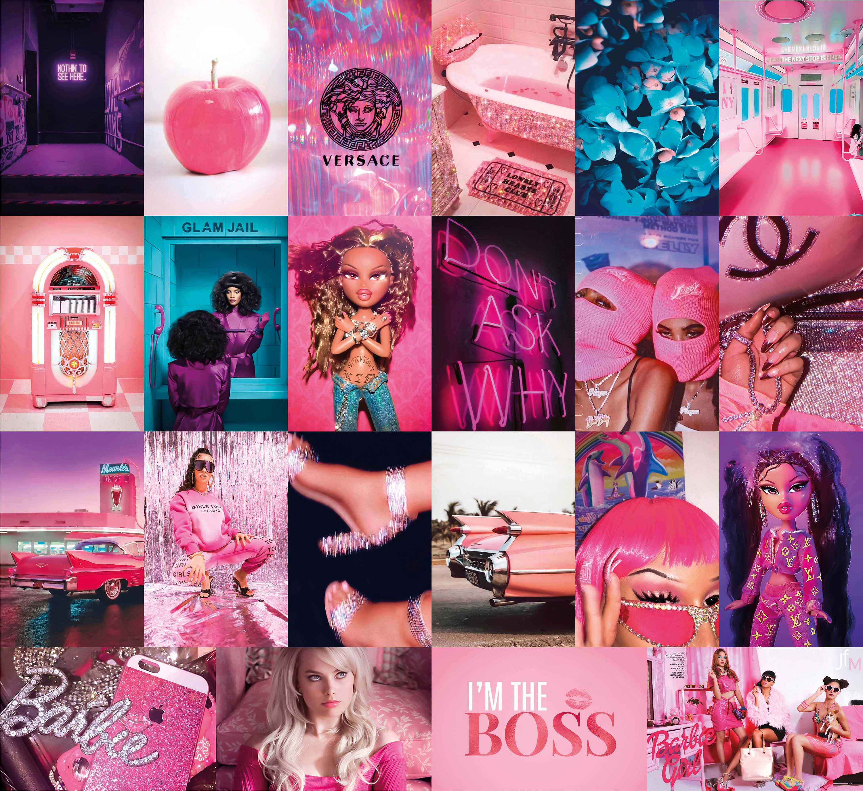 Boujee Pink Wall Collage Kit Pink Collage Kit Pink Aesthetic Etsy Images