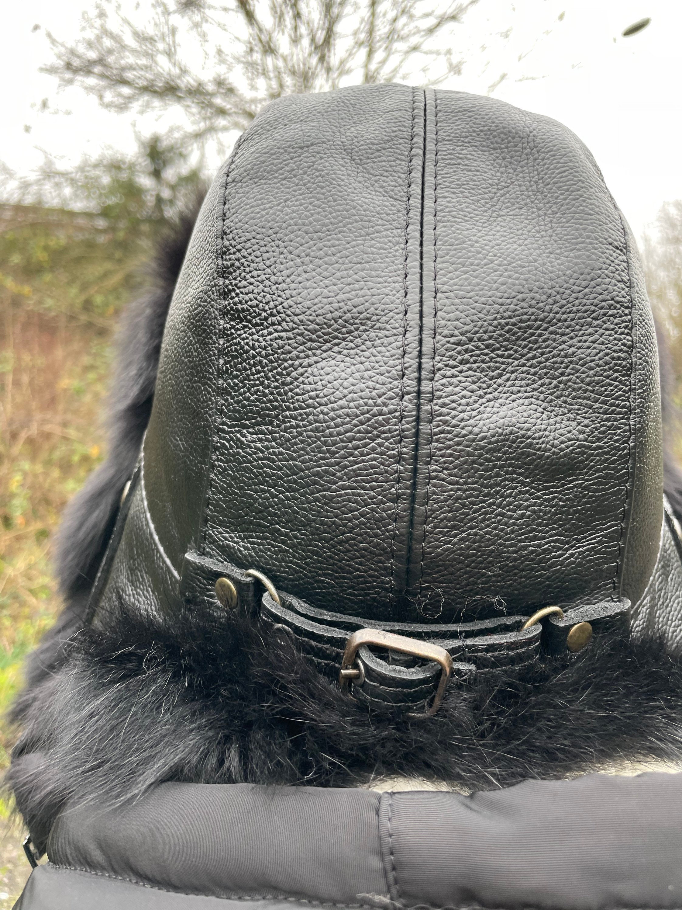 Black Dyed Fox Leather Natural Men’s Hat Trappers Ushanka Fur Royal ...