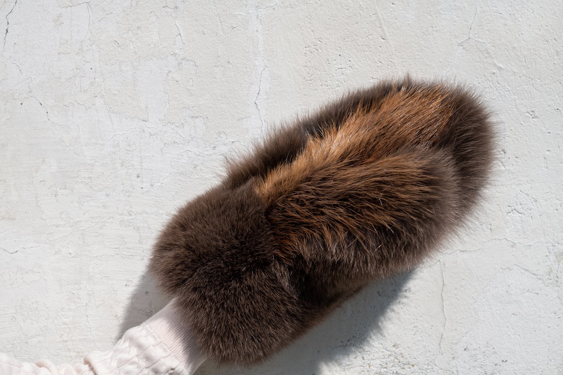 Womens Fox Double Mittens inner and Outer Gloves Super Warm Fur Royal ...